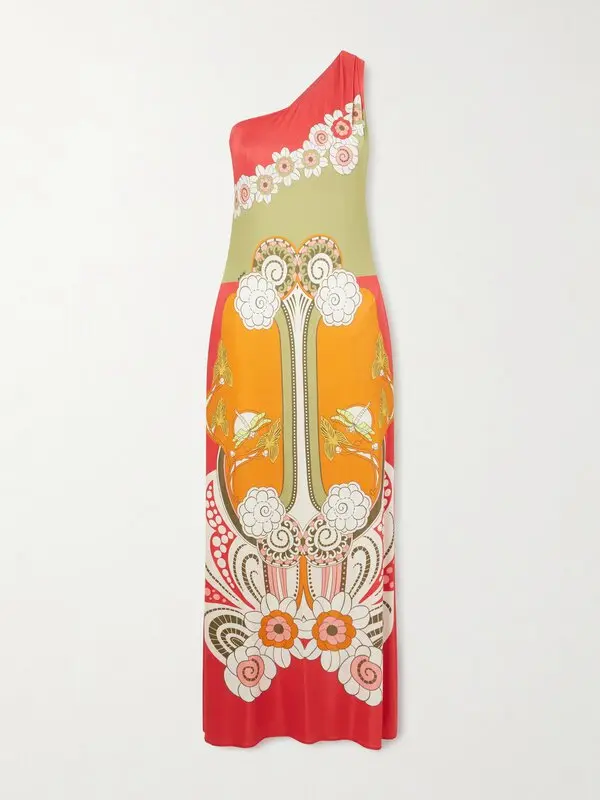 La DoubleJ Clingy Roy Printed One-shoulder Jersey Maxi Dress - Multi
