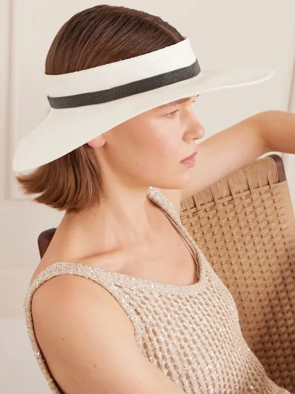 Brunello Cucinelli Bead-embellished Visor Hat