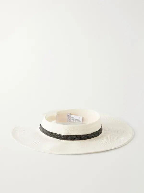 Brunello Cucinelli Bead-embellished Visor Hat - Neutrals