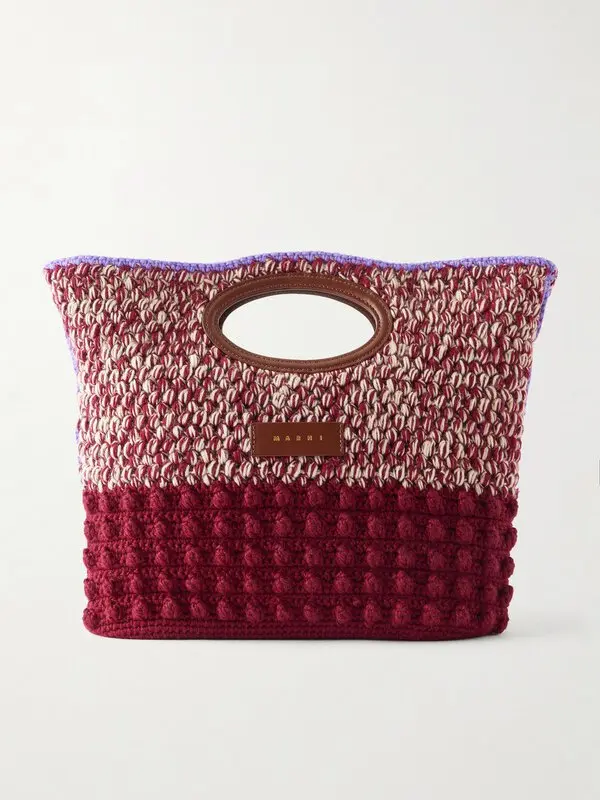 Marni Logo-appliquéd Knitted Wool Tote - Pink