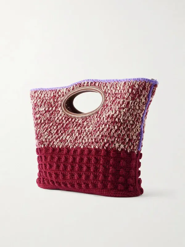 Marni Logo-appliquéd Knitted Wool Tote - Pink