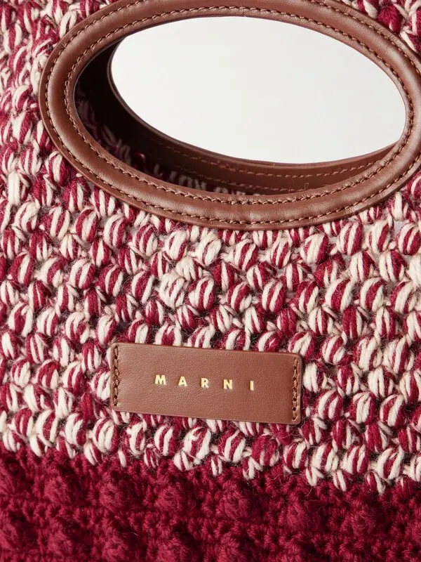 Marni Logo-appliquéd Knitted Wool Tote - Pink