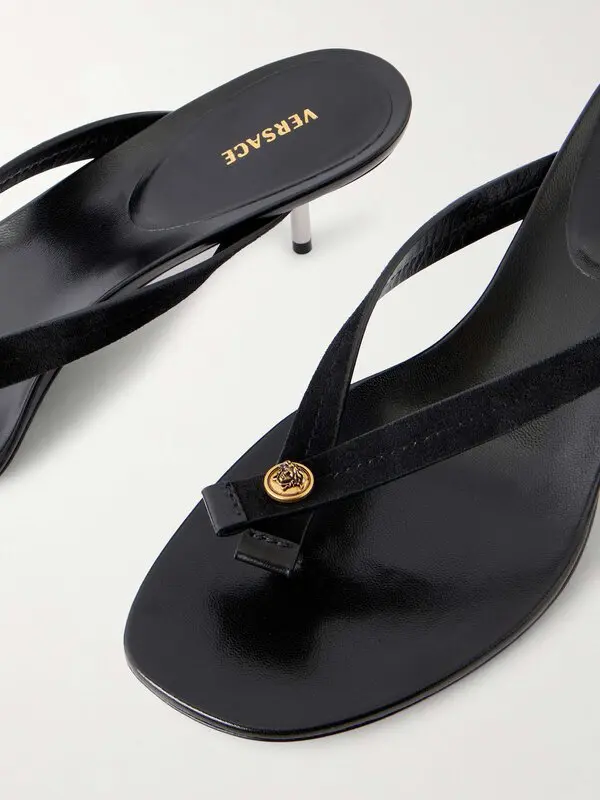 Versace Medusa-embellished Leather Thong Sandals