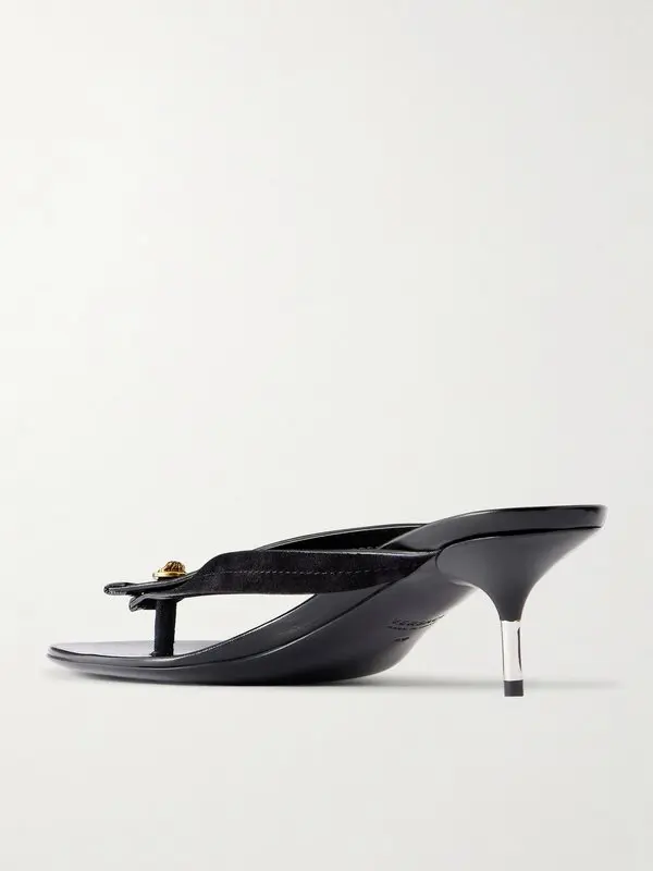 Versace Medusa-embellished Leather Thong Sandals - Black