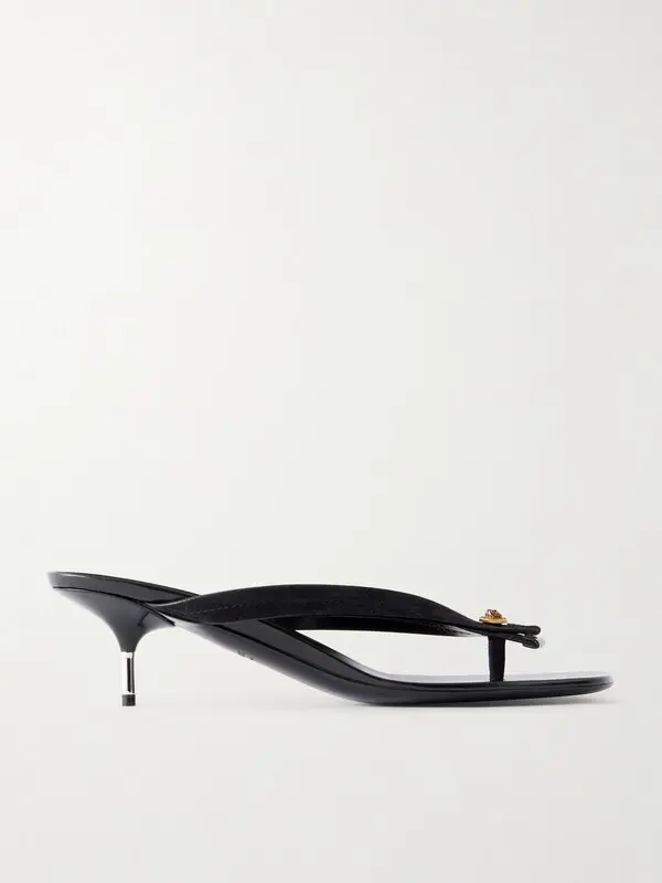 Versace Medusa-embellished Leather Thong Sandals - Black