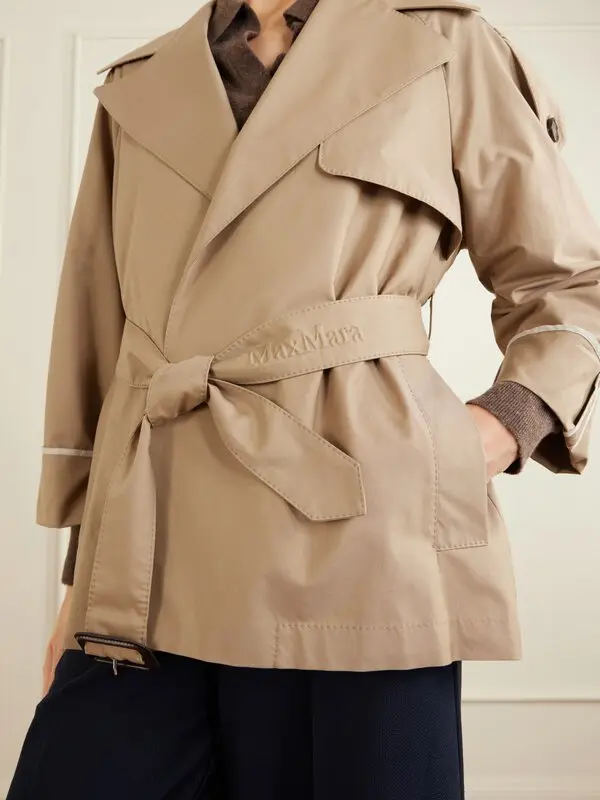 Max Mara Cropped Belted Cotton-blend Trench Coat