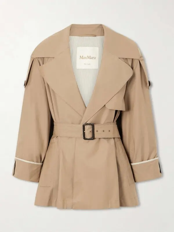 Max Mara Cropped Belted Cotton-blend Trench Coat