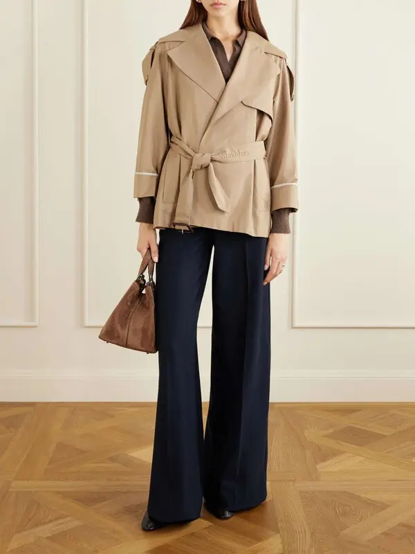 Max Mara Cropped Belted Cotton-blend Trench Coat