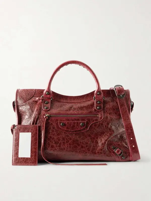 Balenciaga Le City Crinkled-leather Shoulder Bag