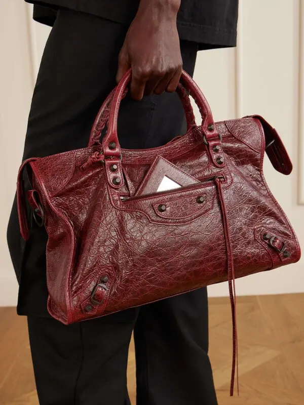 Balenciaga Le City Crinkled-leather Shoulder Bag