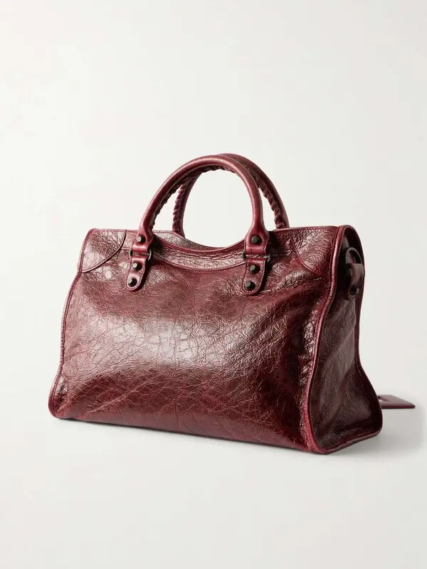 Balenciaga Le City Crinkled-leather Shoulder Bag