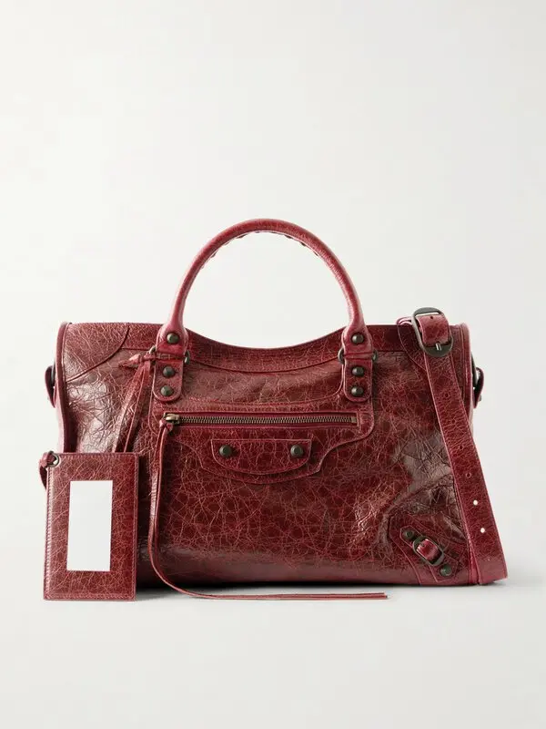 Balenciaga Le City Crinkled-leather Shoulder Bag - Red