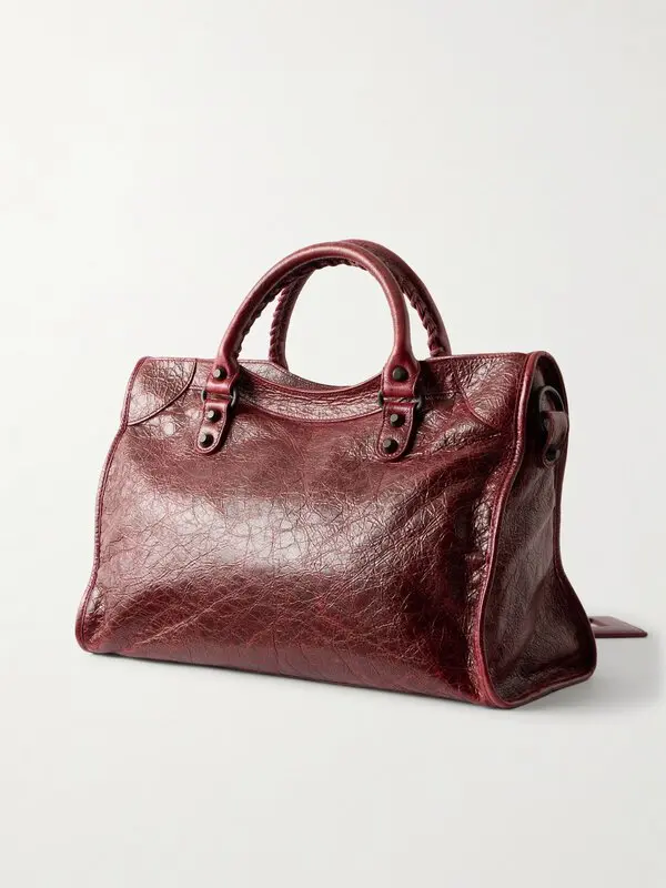 Balenciaga Le City Crinkled-leather Shoulder Bag - Red