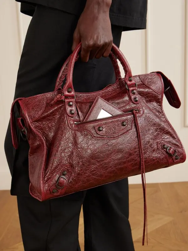Balenciaga Le City Crinkled-leather Shoulder Bag - Red
