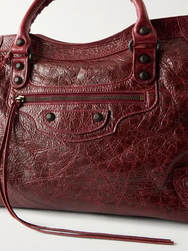 Balenciaga Le City Crinkled-leather Shoulder Bag - Red