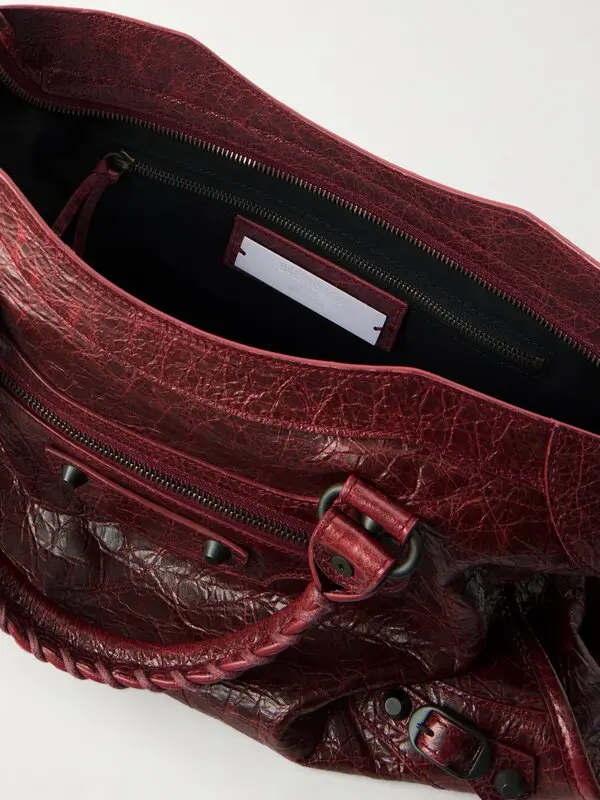 Balenciaga Le City Crinkled-leather Shoulder Bag - Red