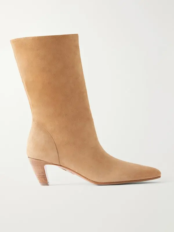AQUAZZURA Slouchy Suede Ankle Boots - Brown
