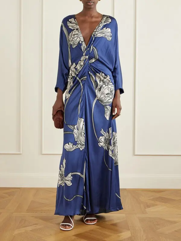 ANDRES OTALORA Olanna Printed Gathered Maxi Dress