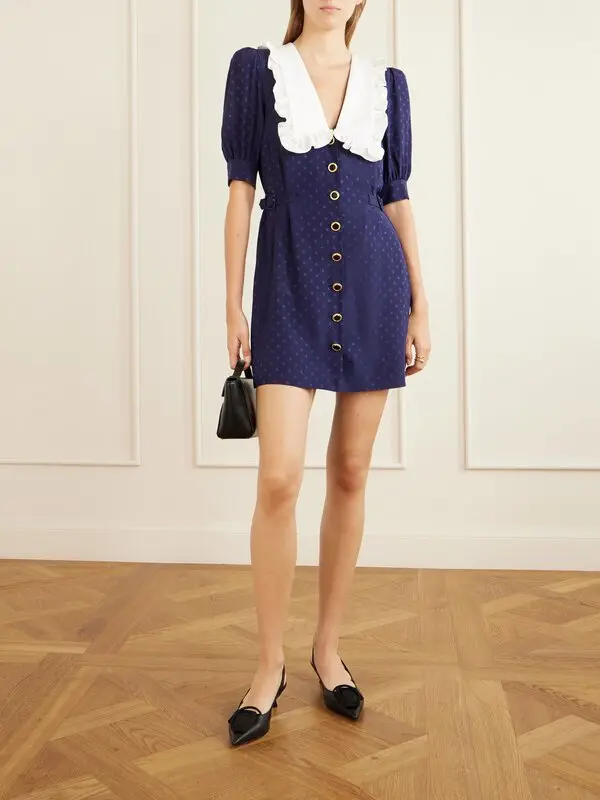 Alessandra Rich Ruffled Silk-jacquard Mini Dress