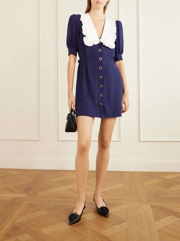 Alessandra Rich Ruffled Silk-jacquard Mini Dress
