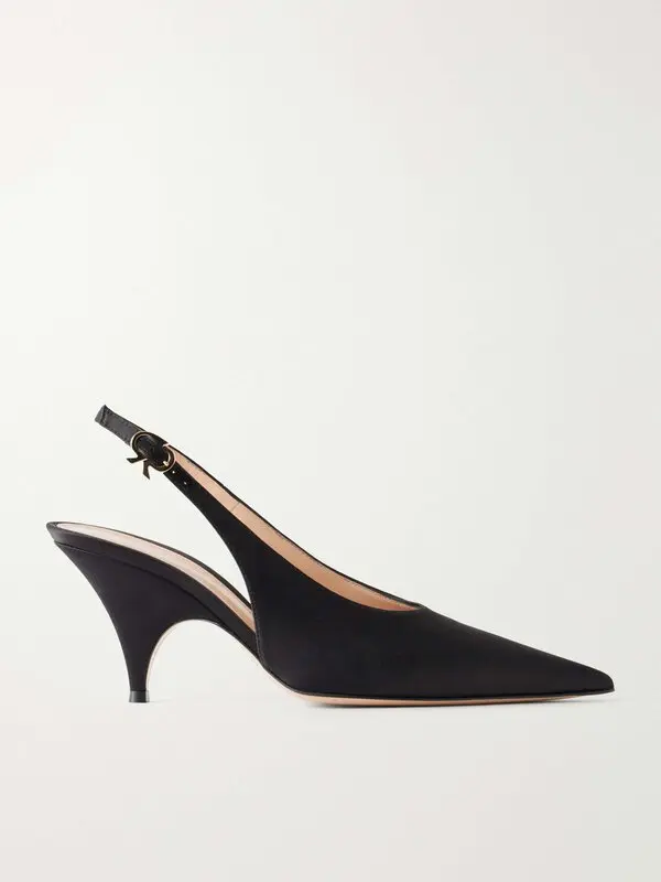 GIANVITO ROSSI Sofia 70 Crepe-satin Slingback Pumps - Black