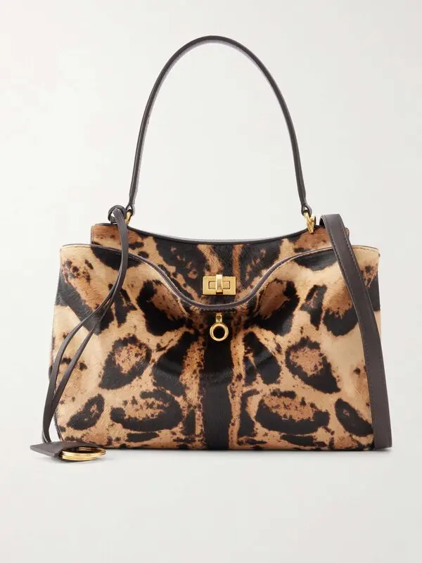 Balenciaga Rodeo Leopard-print Leather-trimmed Pony Hair Shoulder Bag - Leopard Print