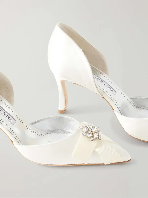 Manolo Blahnik Apidosa 70 Embellished Satin Pumps