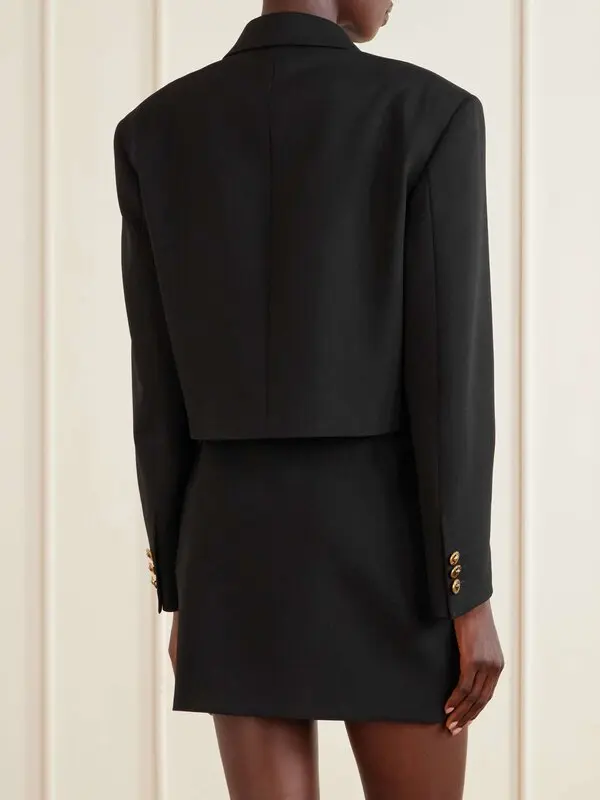 Versace Medusa-embellished Cropped Wool Jacket