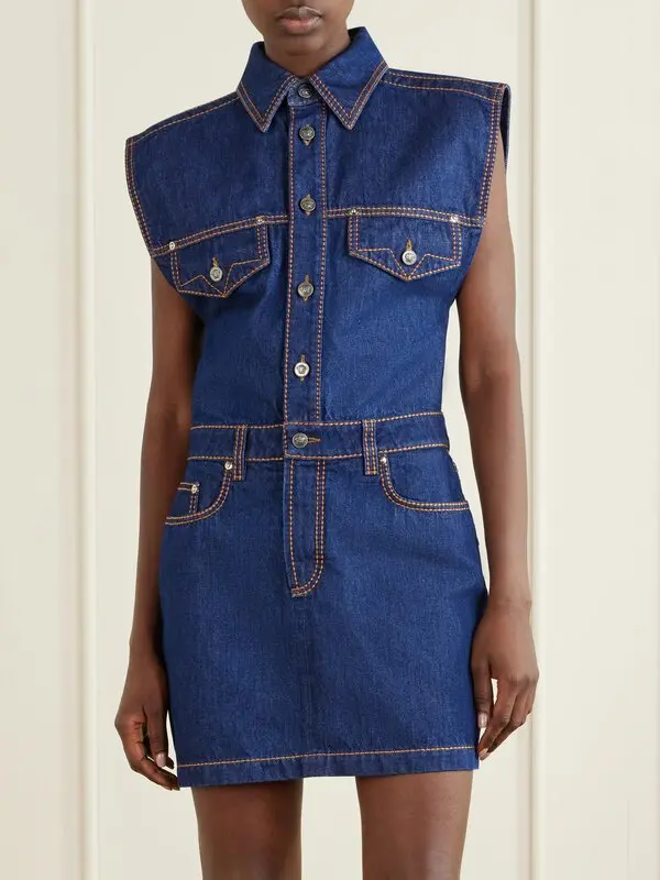 Versace Paneled Denim Mini Dress