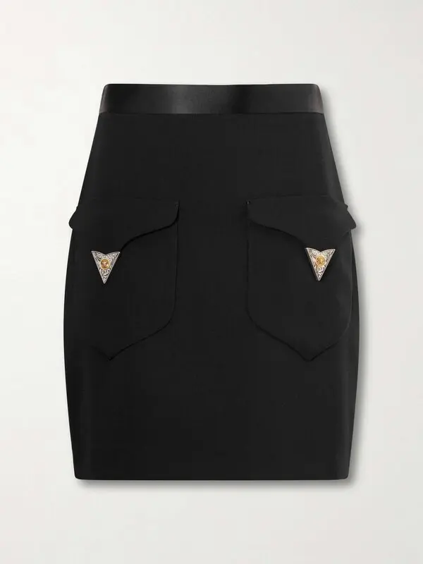 Versace Medusa-embellished Wool-blend Mini Skirt