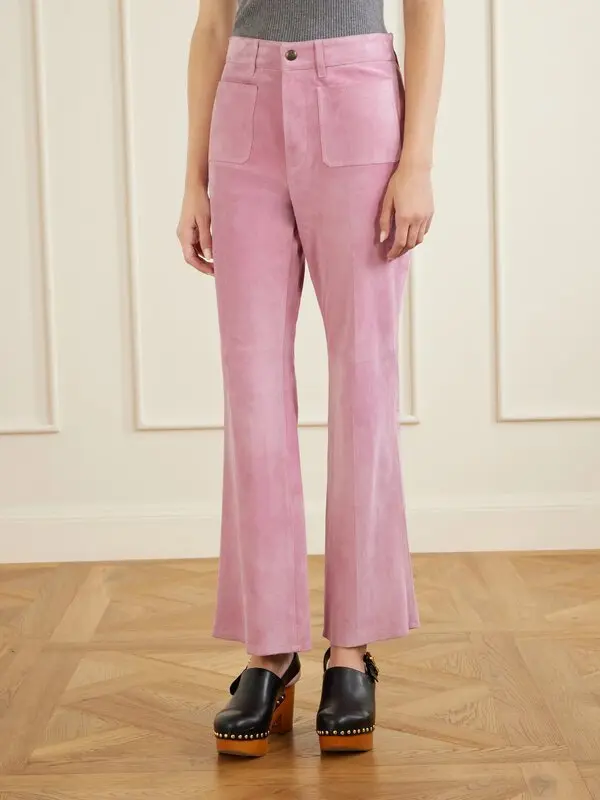 Chloé Suede Patch Pocket Straight-leg Trousers