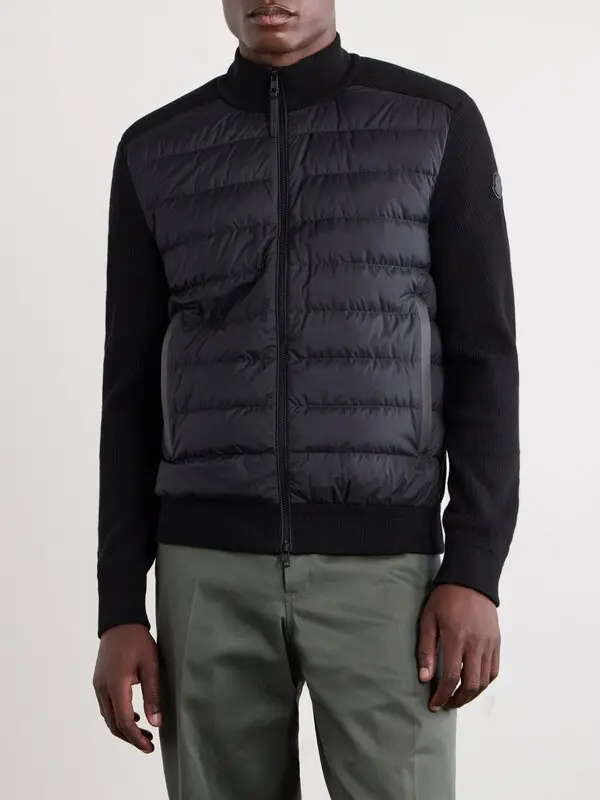 Moncler Quilted Down Jacket With Wool And Cashmere Blend