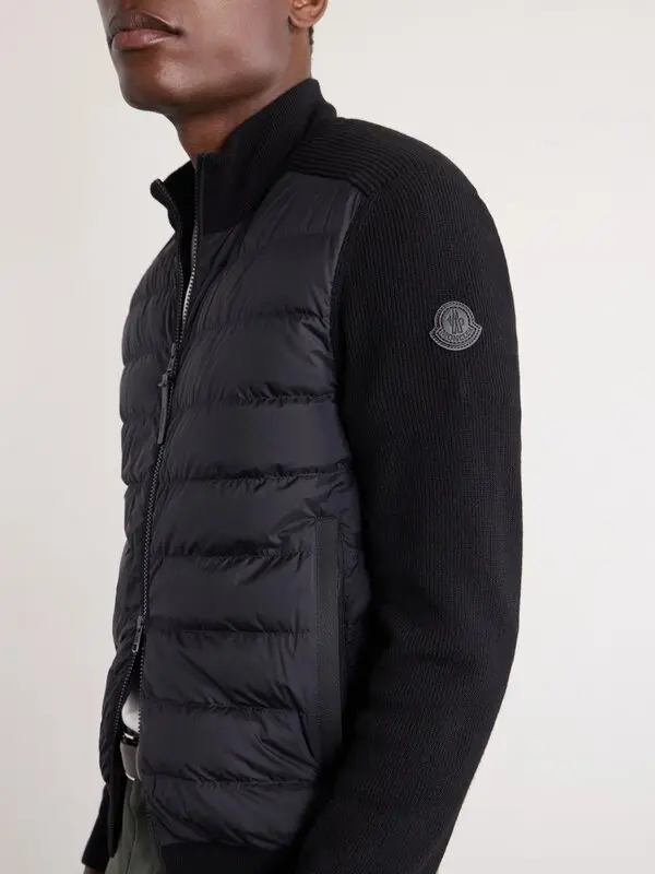 Moncler Quilted Down Jacket With Wool And Cashmere Blend