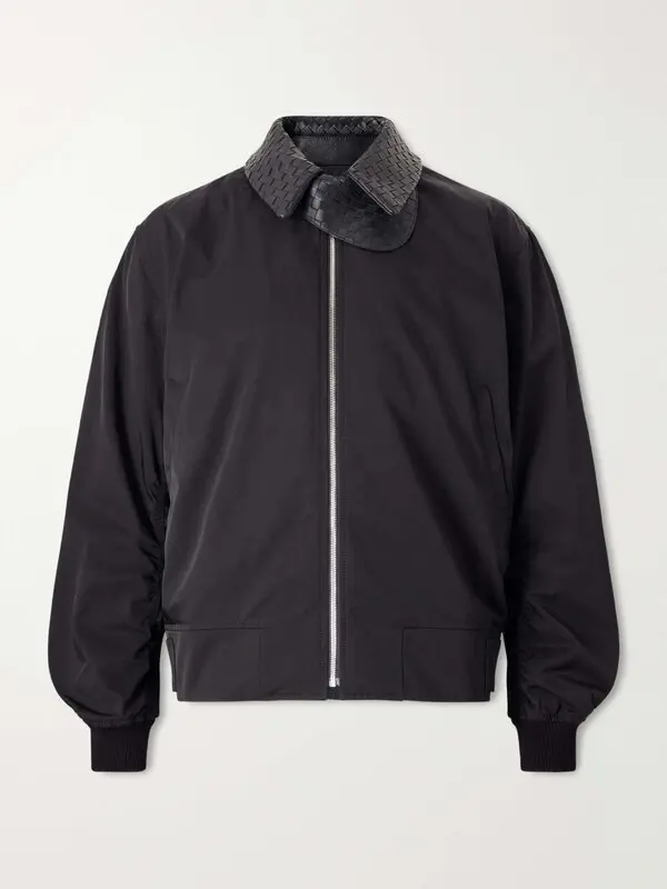 Bottega Veneta Intrecciato Leather-trimmed Twill Blouson Jacket