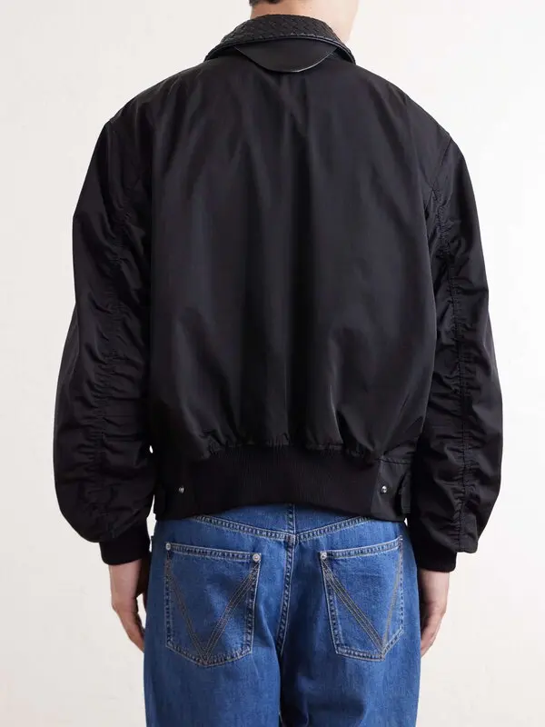 Bottega Veneta Intrecciato Leather-trimmed Twill Blouson Jacket