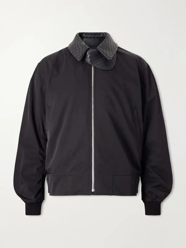 Bottega Veneta Intrecciato Leather-trimmed Twill Blouson Jacket