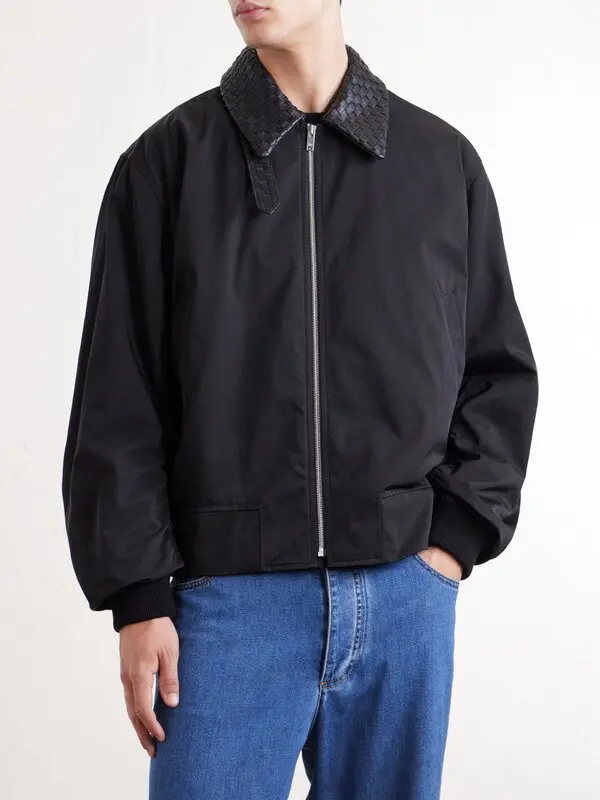 Bottega Veneta Intrecciato Leather-trimmed Twill Blouson Jacket