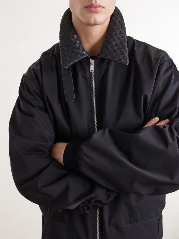 Bottega Veneta Intrecciato Leather-trimmed Twill Blouson Jacket