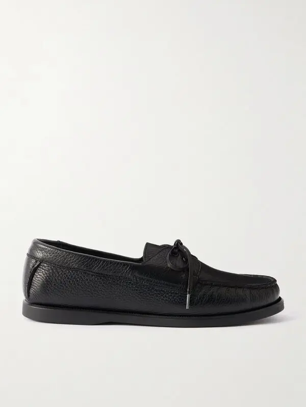 SAMAN AMEL City Moc Full-grain Leather Boat Shoes - Black