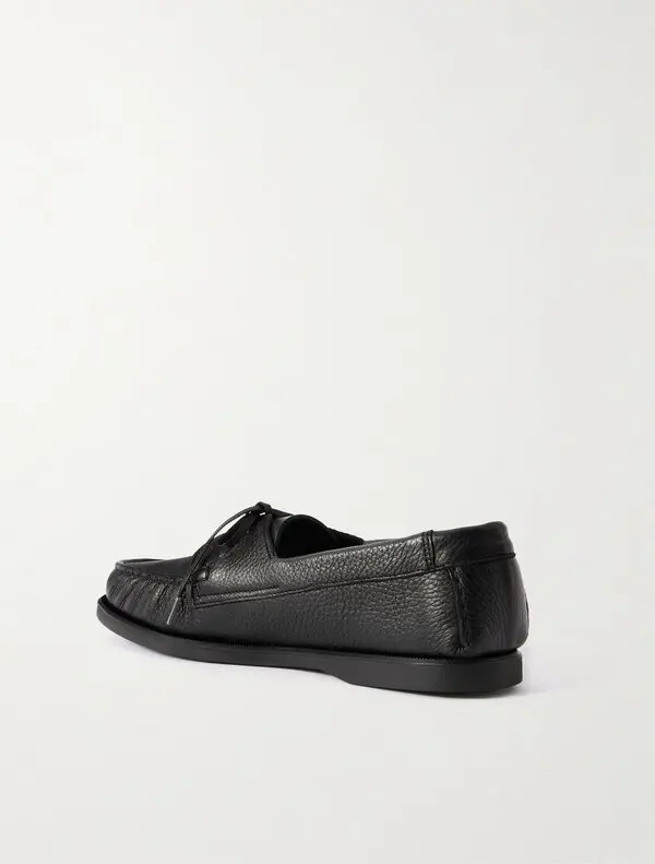 SAMAN AMEL City Moc Full-grain Leather Boat Shoes - Black