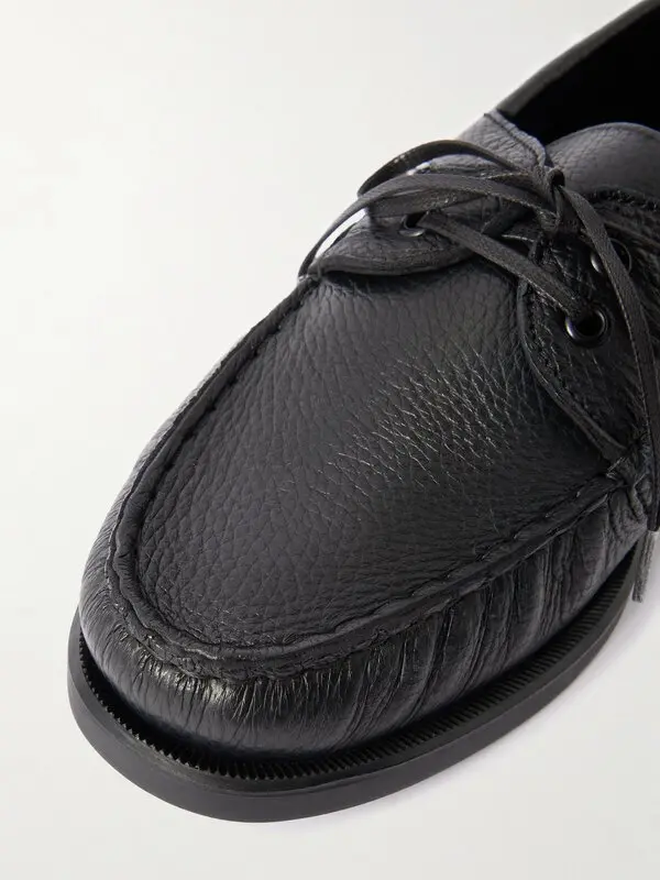 SAMAN AMEL City Moc Full-grain Leather Boat Shoes - Black