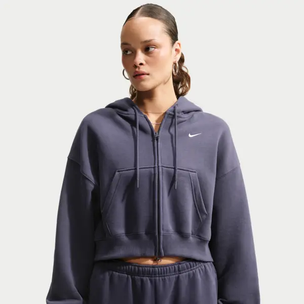 Nike Studio Fleece Medium Weight Oversized Full-zip Cropped Hoodie