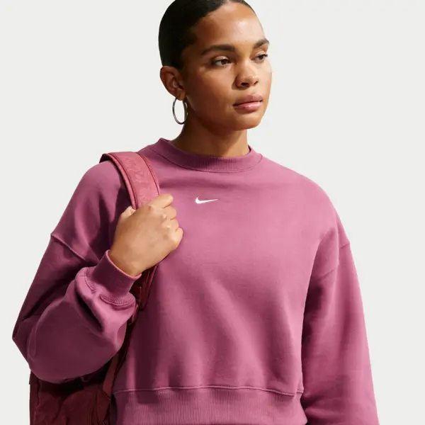 Nike Studio Fleece Oversized Cropped Crew - Red