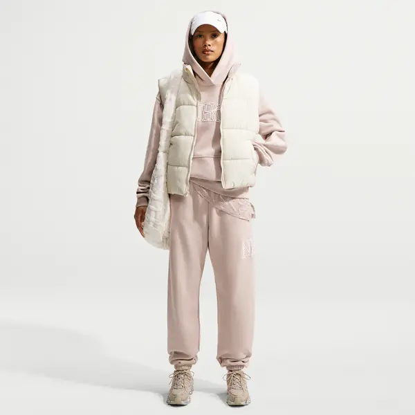 Nike Studio Fleece Medium Weight Oversized Pullover Logo Hoodie