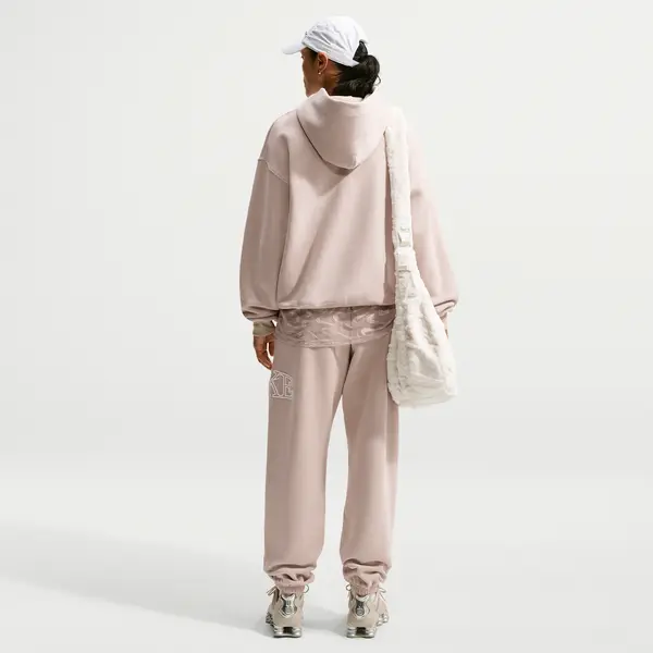 Nike Studio Fleece Medium Weight Oversized Pullover Logo Hoodie