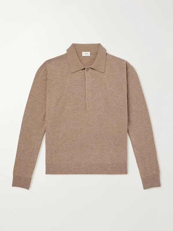 Saint Laurent Wool Polo Sweater - Brown