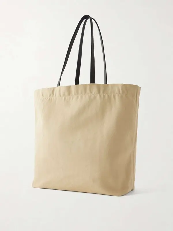 THE ROW Tori Leather-trimmed Cotton-canvas Tote Bag