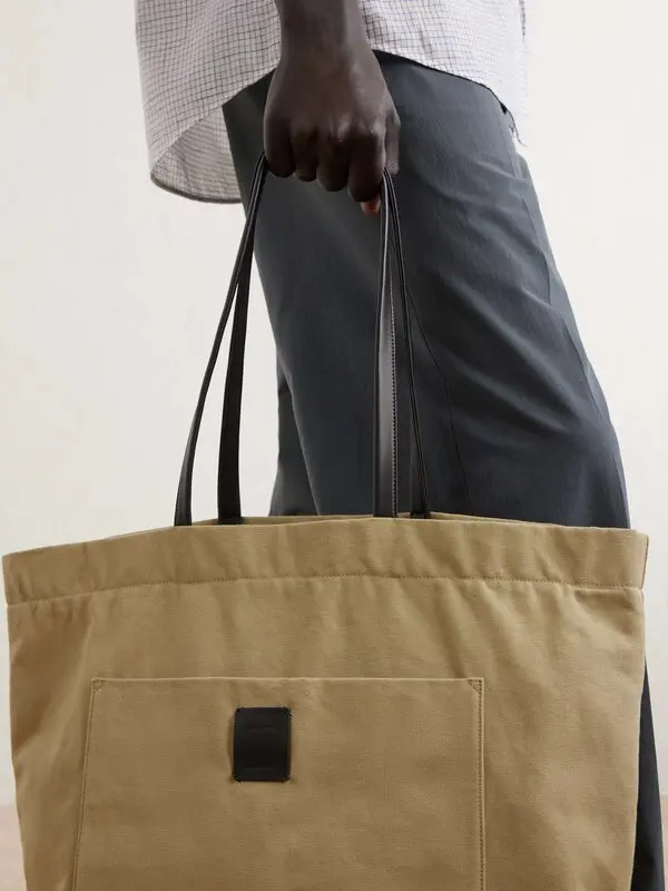 THE ROW Tori Leather-trimmed Cotton-canvas Tote Bag