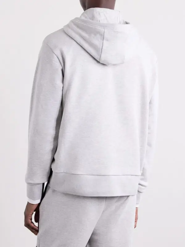 Thom Browne Logo-appliquéd Striped Cotton-jersey Hoodie - Gray