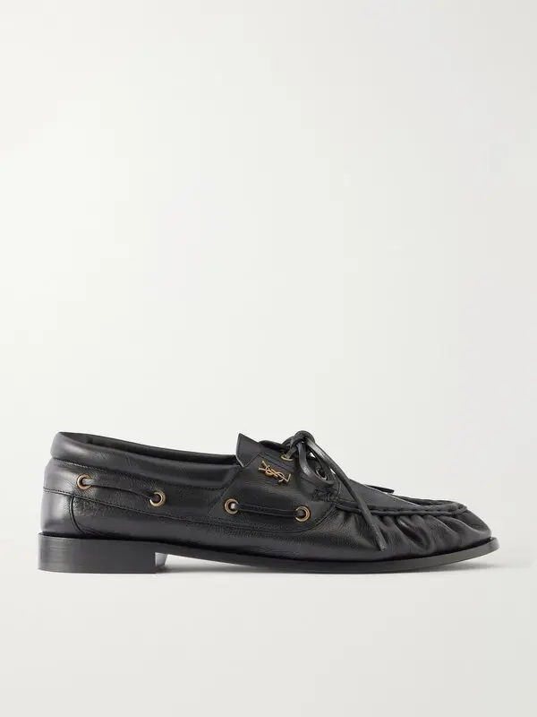 Saint Laurent Monogram Logo-appliquéd Leather Loafers - Black